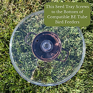 Backyard Essentials Plastic Bird Seed Tray Add-on Accessory - Compatible ONLY with Backyard Essentials Tube Bird Feeders - Screw-On Catcher Tray and Perch