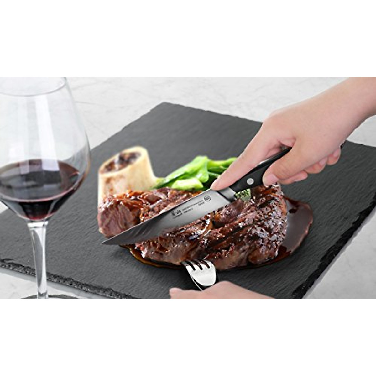 Cangshan V2 Series 1020373 German Steel Forged 4-Piece Steak Knife Set, 5-Inch Blade