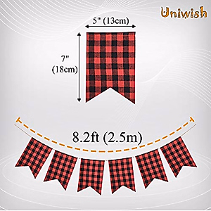 Uniwish Buffalo Plaid Banner Lumberjack Theme Baby Shower Birthday Party Decorations Garland Hanging Sign for Indoor Outdoor Events