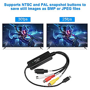 XMSJSIY RCA AV to USB C Converter - 1 Channel AV NTSC PAL Video S Video/Composite to USB Converter for Mobile Phone/PC