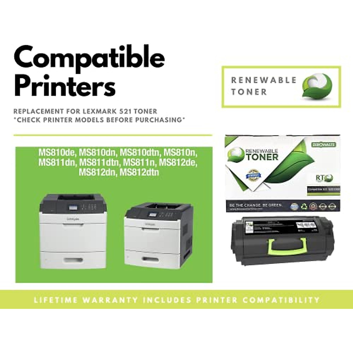 RT 521H High Yield Toner Replacement for Lexmark 521H 52D1H00 521 | MS810 MS810n MS810dn MS810de MS811 MS811n MS811dn MS811dtn MS812 MS812dn MS812de MS710 MS710n MS711 MS711dn (Pack of 2)