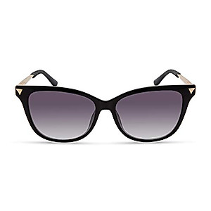 GUESS Women's Stud Acccent Square Sunglasses, Shiny Black, 56mm