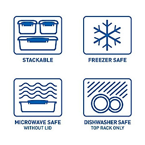 Sistema 3-Piece Food Storage Containers with 2 Compartments and Lids for Meal Prep, Dishwasher Safe, 11.8oz, Clear/Blue, 3 count (Pack of 1)