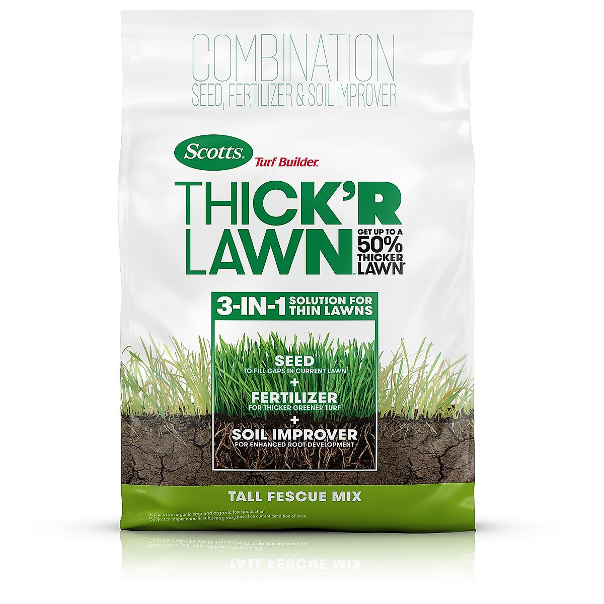 Scotts Turf Builder THICK'R LAWN Grass Seed, Fertilizer, and Soil Improver for Tall Fescue, 1,200 sq. ft., 12 lbs.