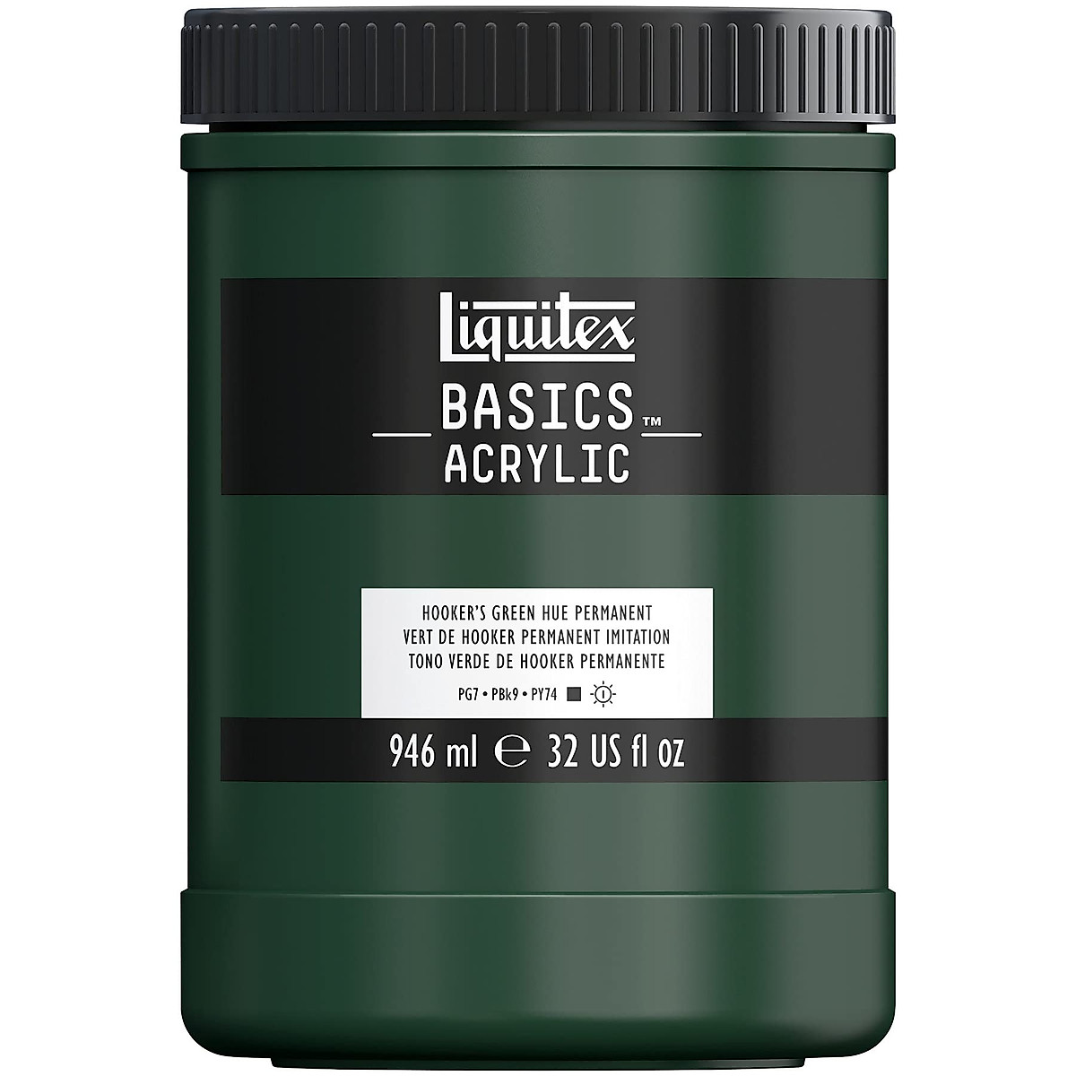 Liquitex BASICS Acrylic Paint, 946ml (32-oz) Jar, Hooker’s Green Hue Permanent