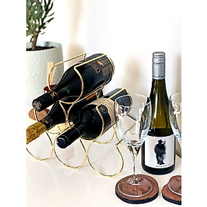 Gold Wine Rack - Wire Wine Rack - Bar Cart Decor - Bar Cart Accessories - Wine Racks Countertop - Gold Kitchen Accessories - Table Top Wine Rack - Freestanding Wine Rack - Modern Century Wine Rack