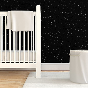 Peel & Stick Wallpaper 3ft x 2ft - Black Star Sky Science Space Astronaut Constellation Stars Custom Removable Wallpaper by Spoonflower