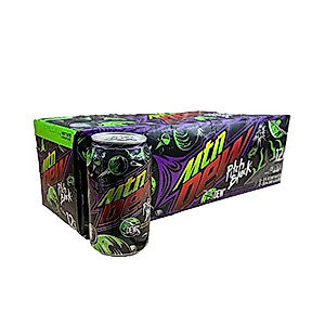 Mountain Dew Pitch Black Soda - Munchie Box Stash (Regular, Pack of ( 12 ) 12 Oz Cans)