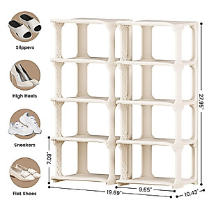 DomiZen 10 Tier Shoe Rack for Closet, Vertical Free Standing Shoe Organizer for Entryway, Stackable Shoe Storage Organizer for Women Kids