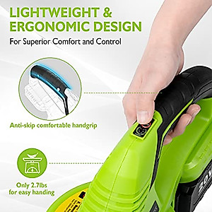 BQYPOWER Leaf Blower - 20V Leaf Blower Cordless with Battery & Charger, 160MPH/260CFM Electric Leaf and Snow Blower for Lawn Care, Variable-Speed, Lightweight (Battery&Charger Included)