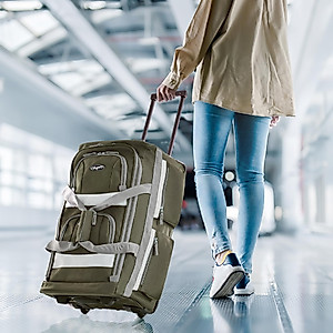 Olympia U.S.A. 22 inch Carry On 8 Pockets Wheeled Rolling Duffel Bag Water Resistant Luggage Lightweight Travel Suitcase with Retractable Handle