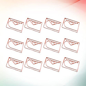 Operitacx 12pcs Cartoon Metal Binder Home Envelope Organizer Office Clip Bookmark Paper Kids Clamps Rose Gold Shape Creative for Adorable Document Gift Photo Holder File