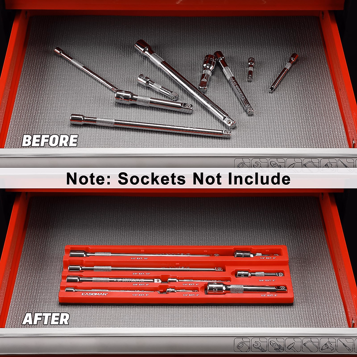 CASOMAN 9Piece Magnetic Extension Bar Holder, Durable ABS & Powerful Magnets Design, Hold Up to 9 Extension Bars