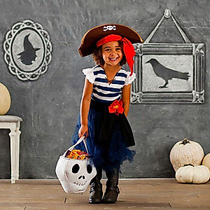 M&G House Halloween Adult and Kid's Party Pirate Hats Caribbean Pirate Hat Cap - 2 Pieces Black