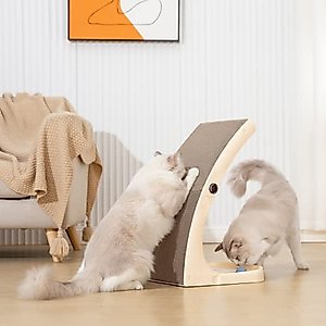 UniBlissy Cat Scratcher, Premium Cat Scratch Pad wtih Solid Frosted Frame and Turntable Toy, Vertical Curved Cat Scratchers for Indoor Cats, Replaceable Cat Scratching Cardboard