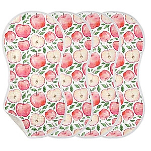 vvfelixl Baby Burp Cloths Pink Apple Baby Newborn Cotton Burping Cloths Set Baby Washcloths 4 Pack