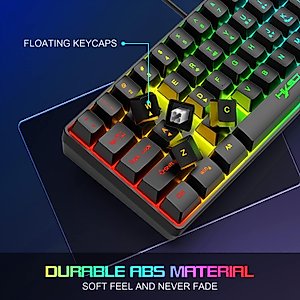 SELORSS Gaming RGB Wired Keyboard and Mouse Combo - USB Gaming Keyboard Compact 61 Keys RGB LED Backlit & Gaming Mouse 6400 DPI - Wired Switch Contoller for Nintendo,Windows PC Gamers,PS4-4 in 1