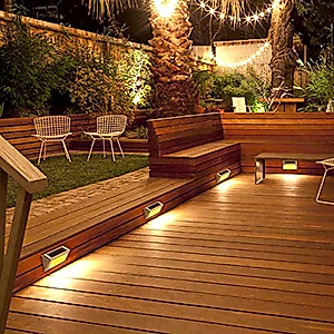 Aselpida Solar Fence Lights, 6 Pack Solar Step Lights, Deck Lights Outdoor Waterproof, Stainless Steel Stair LED Lights for Garden Yard Patio Deck (Cool White)