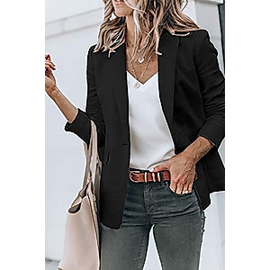 Cicy Bell Womens Casual Blazers Open Front Long Sleeve Work Office Jackets Blazer(Black,Large)