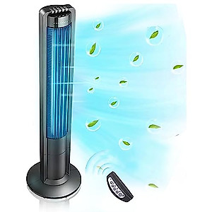 Airvention 115° Oscillating Modern Tower Fan for Bedroom, 43'' Standing Fan with Remote, 7.5H Timer, 28dB Ultra Quiet Cooling Floor Fan for Home, Office or Bedroom, 3 Speeds, 3 Modes, X01A, Black