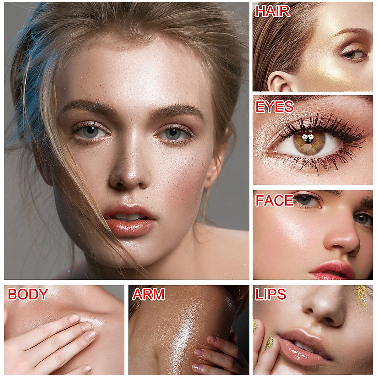 Body Glitter Spray Highlighter Powder Spray Glitter Shimmer Sparkle High Gloss Makeup Glitter Body Spray for Hair Face and Body Cosmetic - Bronzer