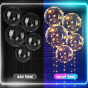 45 Pack LED Bobo Balloons 20 Inches Light up Balloons Clear Helium Bubble Bobo Glow Balloons with String Lights for Parties Valentines's Day Birthday Wedding Decoration