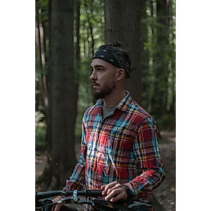 VANLINKER Vintage Bandanas Square Multi-Purpose Scarfs for Men Women Silk Like Scarf Neckerchief Protective Coverage VL9549 Black