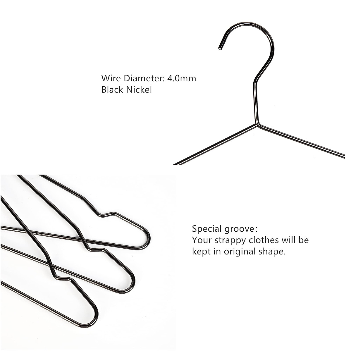 Better to U 17 Inch Metal Clothes Hanger, 4.0mm Heavy Duty Shirt Blouse Hanger for Coat Suit Bridal Boutique, Space Saving Slim Wire Hanger for Camisole Trousers Wedding Dress（Gold 36pack）