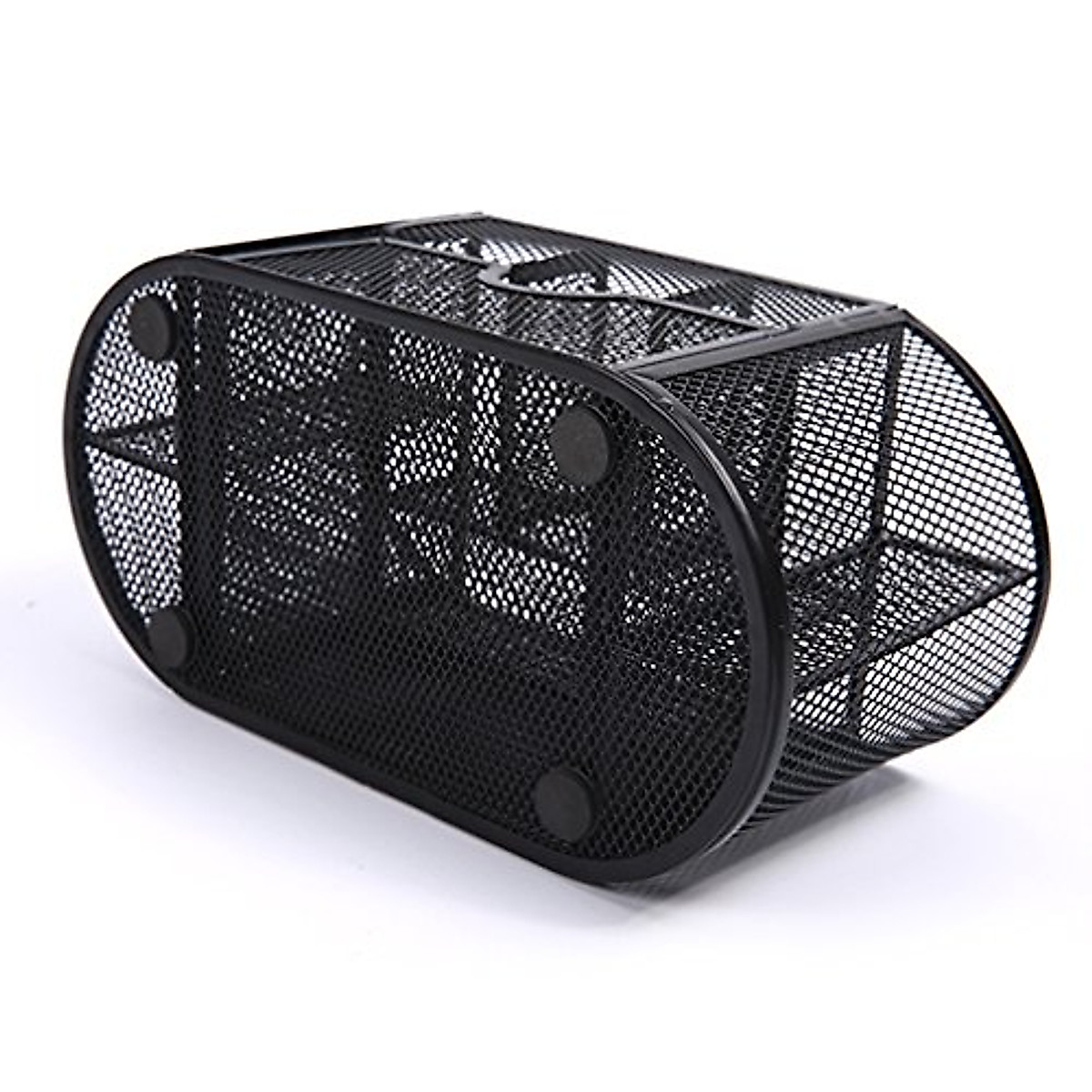 MONBLA Desk Supplies Organizer Multi-functional Stationery Caddy Mesh Oval Pencil Holder Desk Office Supplies Organizer 9 Compartments with Drawer for Note Pads Black