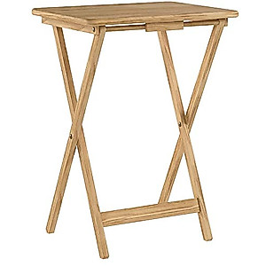 Pearington Ranchwood Folding TV Tray Table for Dining, Laptop Computer Stand, Gaming, Desk, 4-Pack, Natural Wood Finish
