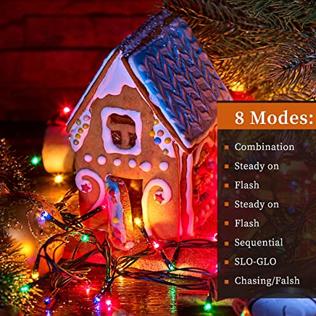 MX232 72ft Christmas 200 Count LED String Lights with Timer 8 Modes Plug in IP55 Waterproof Fairy Light Warm White&Color Changing Twinkle Lights for Outdoor Indoor Patio Yard Garden Tree Party