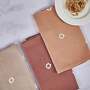 Folkulture Tea Towels or Kitchen Towels with Hanging Loop, 20 X 26 Inches Boho Dish Towels, 100% Cotton Modern Shibori Dish Towels, Flour Sack Hand Towel for Farmhouse Decor, Set of 3, Indie Sahara