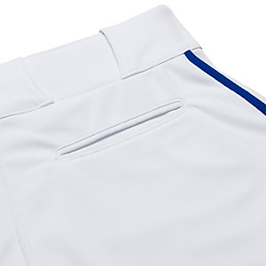 Champro Men's Standard Triple Crown Open Bottom Adult Baseball Pants, White, Royal Pipe, Medium