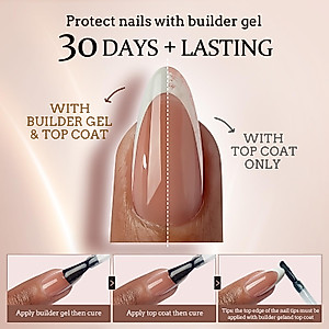 btartboxnails XCOATTIPS French Tip Nails, 300pcs Brown Long Square French Tip Gel Nails, French Tip Press on Nails for DIY Nail Art