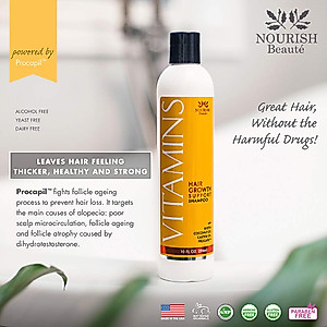 Nourish Beaute Vitamins Shampoo for Hair Loss that Promotes Hair Regrowth, Volume and Thickening with Biotin, DHT Blockers, Antioxidants, Oils and Extracts, For Men and Women, 1 Pack, 10 Ounces