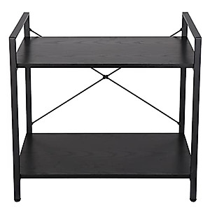 Nouva Small Bookshelf for Small Space 2 Tier Industrial Bookcase Wood and Metal Bookshelves Open Shelf for Bedroom, Living Room, Office, Kitchen, Dark Gray Oak