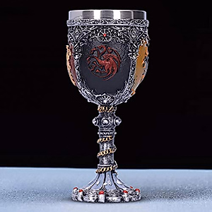 Medieval Dragon Goblet, Dragon Wine Goblet Chalice Cup Wine Glass Chalice Goblet Unique Stainless Steel Drinking Vessel for Cocktail Beer Birthday Gift Dragon Collector Themed Party Decoration Prop