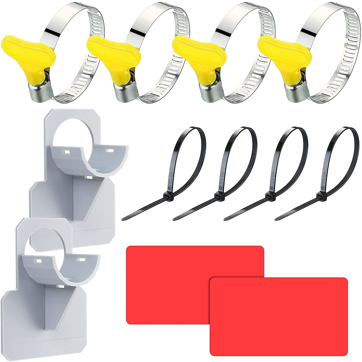 Swimming Pool Pipe Holders Plastic Above Ground Swimming Pool Hose Support Brackets with Tape and Cable Tie Stainless Steel Hose Clamps for Preventing Pipes Sagging Accessory (2, Gray)