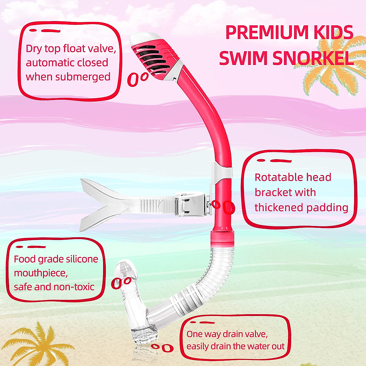 Uniswim Rotate Function Kids Training Snorkel for Lap Swimming Snorkel for Boys Girls 6-15 Years Old for Swimming Diving Snorkeling