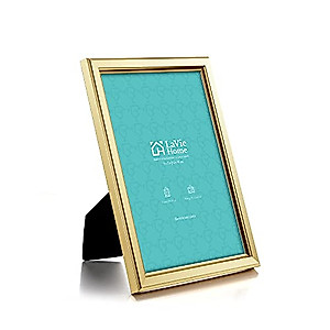 LaVie Home 5x7 Picture Frames (6 Pack, Gold) Simple Designed Photo Frames for Wall Mount Display, Set of 6 Classic Collection