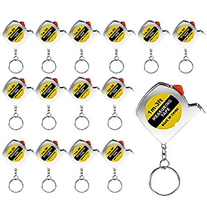 Trounistro 24 Pack Tape Measure Keychains Mini Tape Measure Retractable Measuring Tape, 1 m/ 3 ft