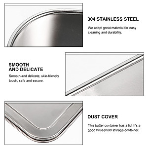 Cabilock 1pc Box Stainless Steel Storage Box Container for Food Holder Silver Serving Tray Vegetable Refrigerator Organizer Utensil Case Lid Butter 304 Stainless Steel Sealing Cap