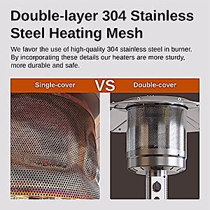 Patio Heater, EAST OAK 50,000 BTU Outdoor Patio Heater with Table Design, Stainless Steel Burner, Triple Protection System, Wheels, Outdoor Heater for Commercial and Residential, 2022 Upgrade, Bronze