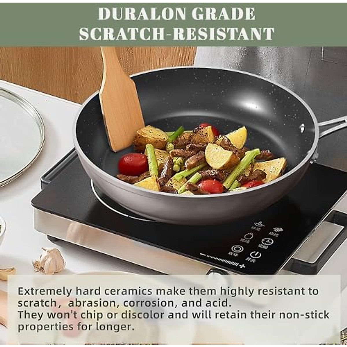 Nuwave 12pc Forged Lightweight Cookware Set, G10 Healthy Duralon Ceramic Ultra Non-Stick Coating, Vented Tempered Glass Lids, Stay-Cool Handles, Induction-Ready & Works on All Cooktops, PFAS Free