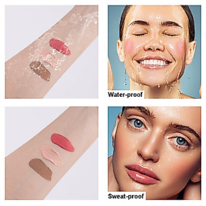 Liquid Contour,Liquid Highlighter, Liquid Blush with Face Brush Long Lasting Smooth Lightweight Smudge Proof Contour+Blush+ Highlighter