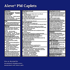 Aleve PM Caplets, Fast Acting Sleep Aid and Pain Relief for Headaches, Muscle Aches, Non-Habit Forming 220 mg Naproxen Sodium and 25 mg Diphenhydramine HCl Capsules, 80 count