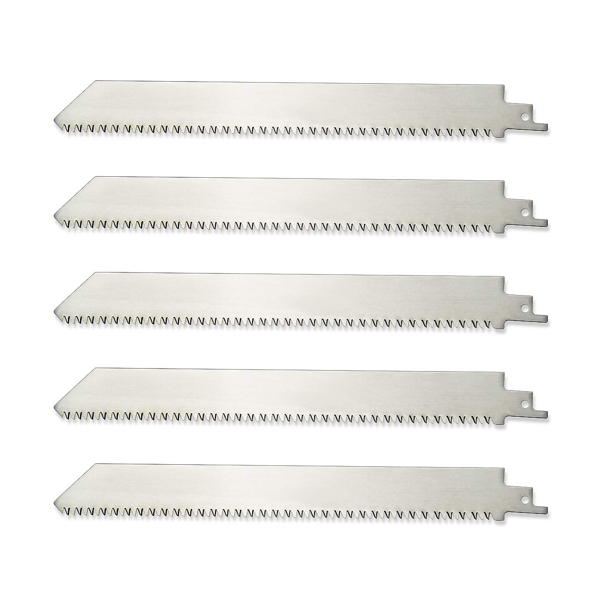 ZUZZEE 9inch 8TPI Unpainted Stainless Steel Reciprocating Saw Blade for Frozen Meat Bone Cutting Wood Pruning (5 Pack)