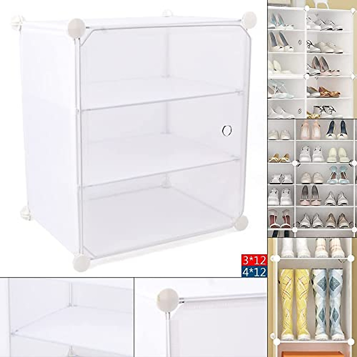 Shoe Rack Storage Organizer, Shoe Shelves 12 Tier Free Standing Shoes Cabinet Shelf Portable, White Closet Shoe Racks With Doors Expandable Stackable, Ideal Choice for Entryway, Hallway (72 Pairs)