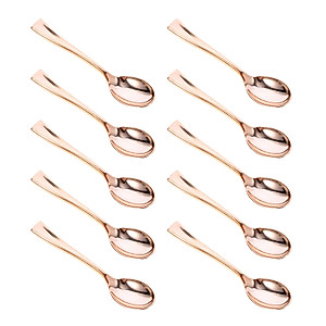 Plastic Spoons Mini Disposable Spoon: Cabilock 24 Pcs Rose Gold Serving Spoon 3.8 inch Dessert Spoon Small Spoons for Dessert, Sampling Appetizers, Honey, Parties, Picnics