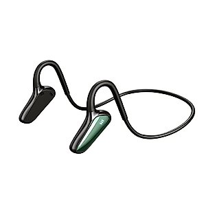 Open Earphones, Comfortable Wireless air Conduction Earphones, sweatproof Bluetooth Sports Earphones, Call with Microphone, Listen to Music, Suitable for Running, Hiking, Cycling (Black Green)
